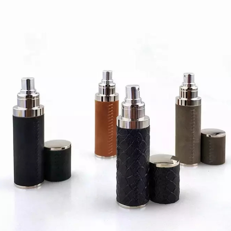 Custom Mini Leather 5ml 10ml Travel Glass Perfume Oil Spray Bottle ...
